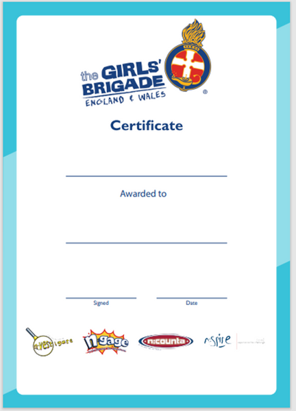 CERTIFICATE - THE GIRLS' BRIGADE – Girls' Brigade Trading